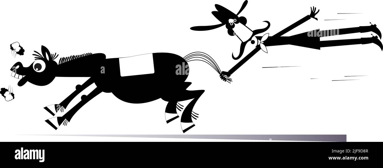 Illustration de rodéo de dessin animé. L'homme ou le cowboy attrape un ...