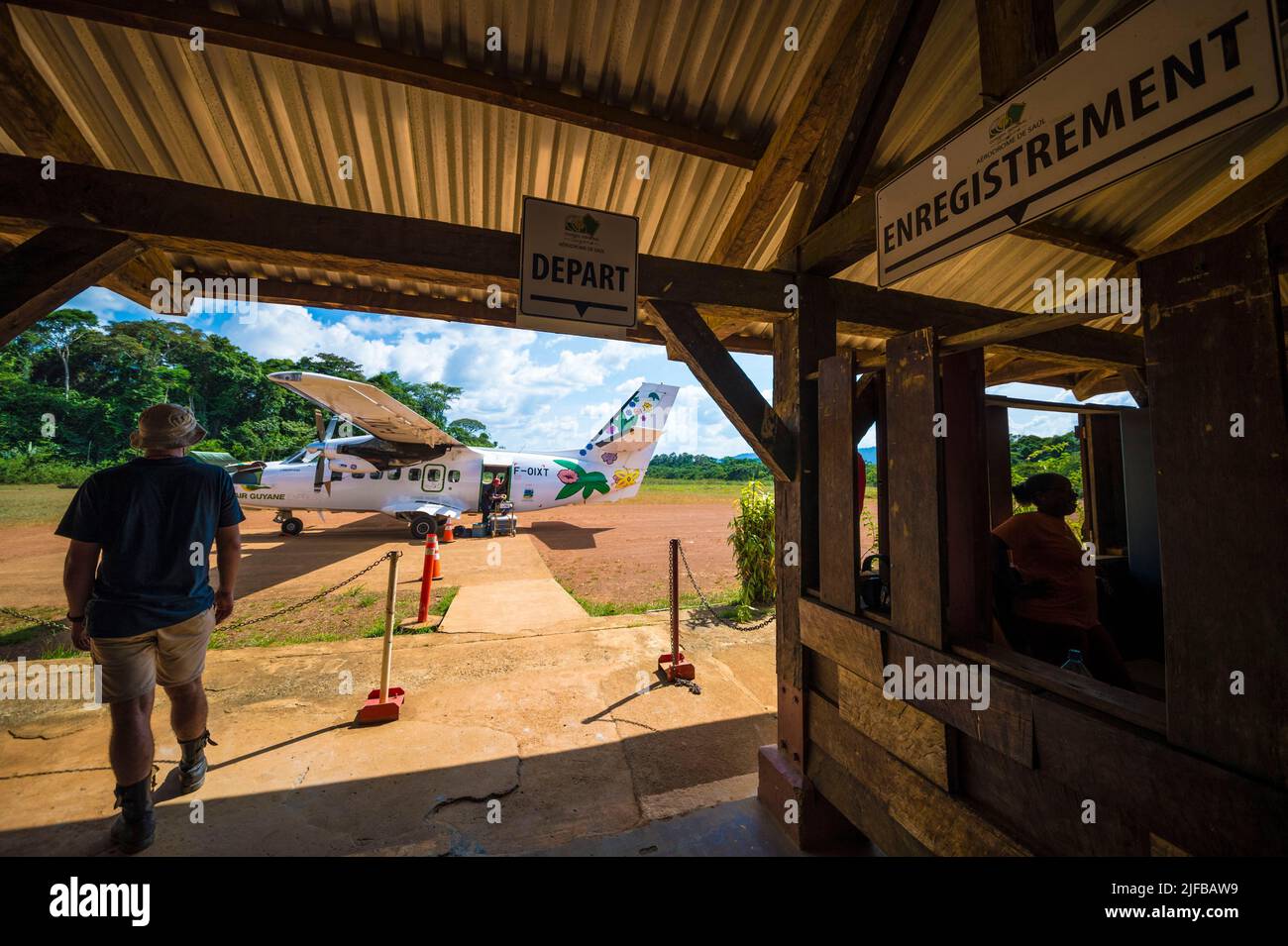 France, Guyane française, Parc amazonien, zone cardiaque, Saül, Arrivée ...
