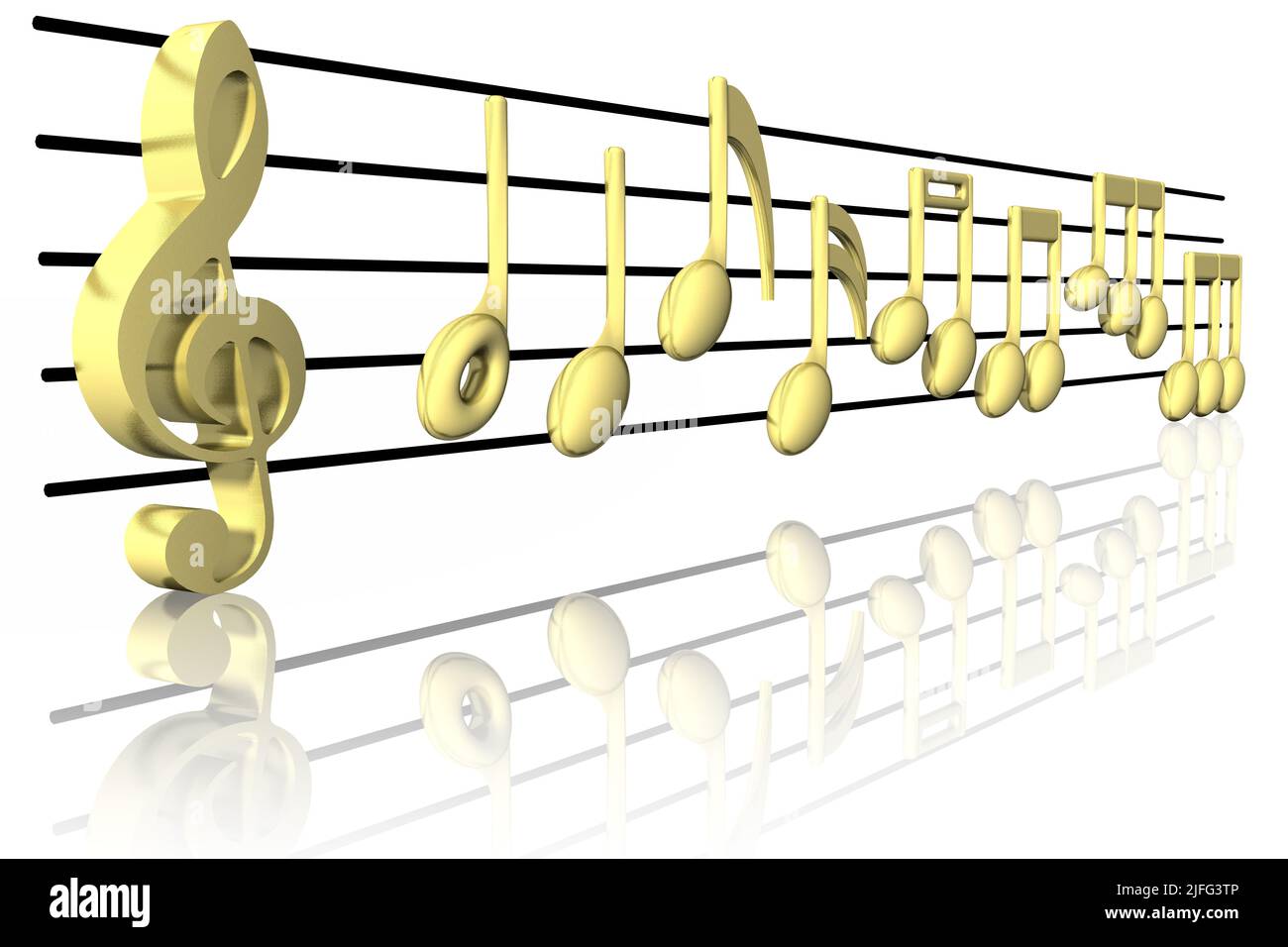 Note de musique dorée Banque d'images détourées - Alamy