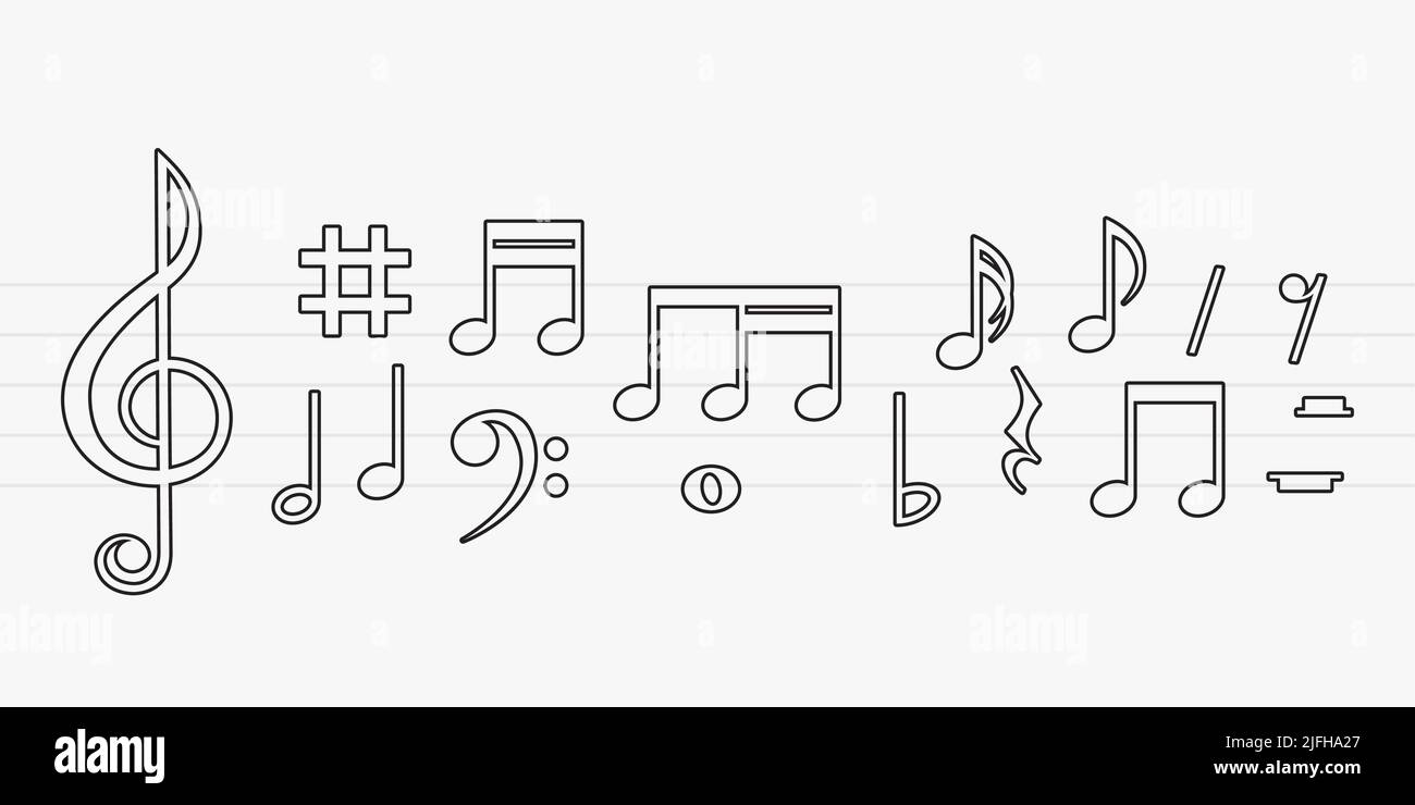 Music notes collection of sheet music Banque de photographies et d ...