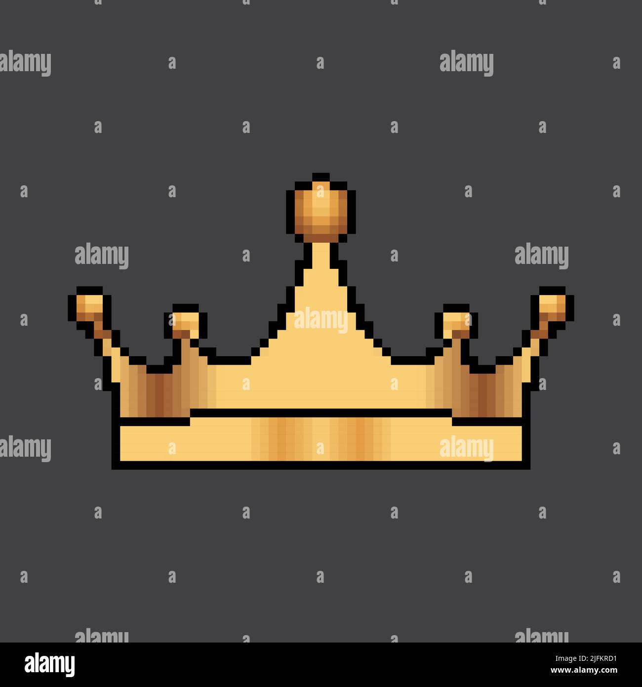 Couronne d'art de pixels vectoriels.Pixel art couronne dorée.Pixel art ...