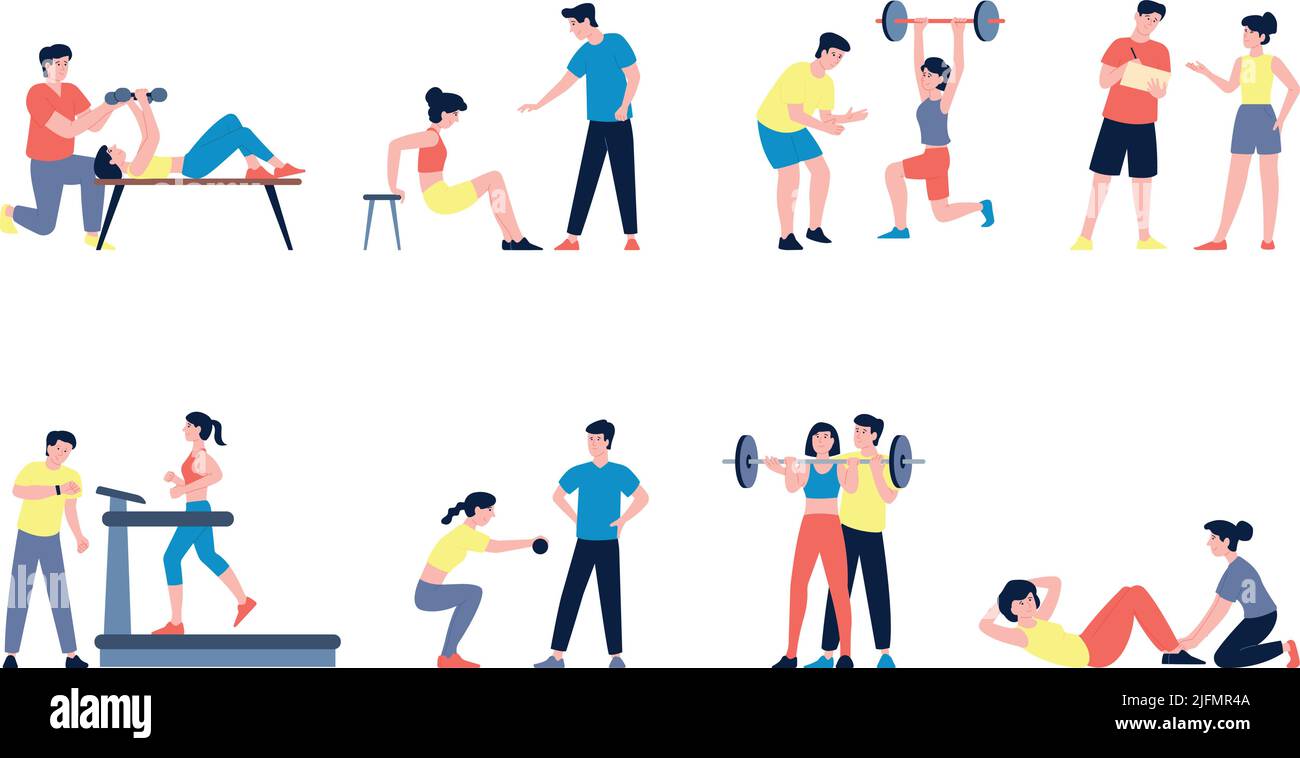 Entraînement physique avec entraîneur. Exercices physiques avec ...