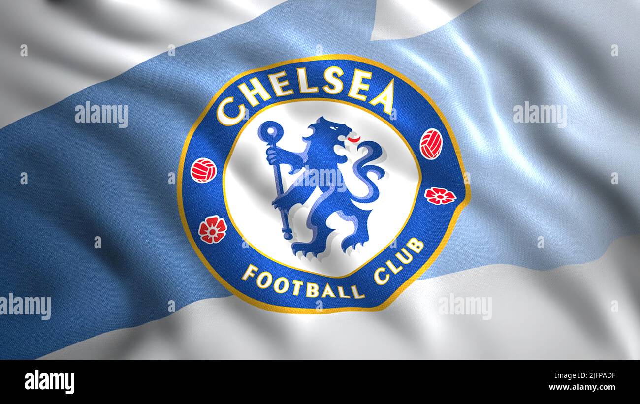 Animation du drapeau avec logo du club de football. Mouvement. Drapeau avec logo du club pour la ...