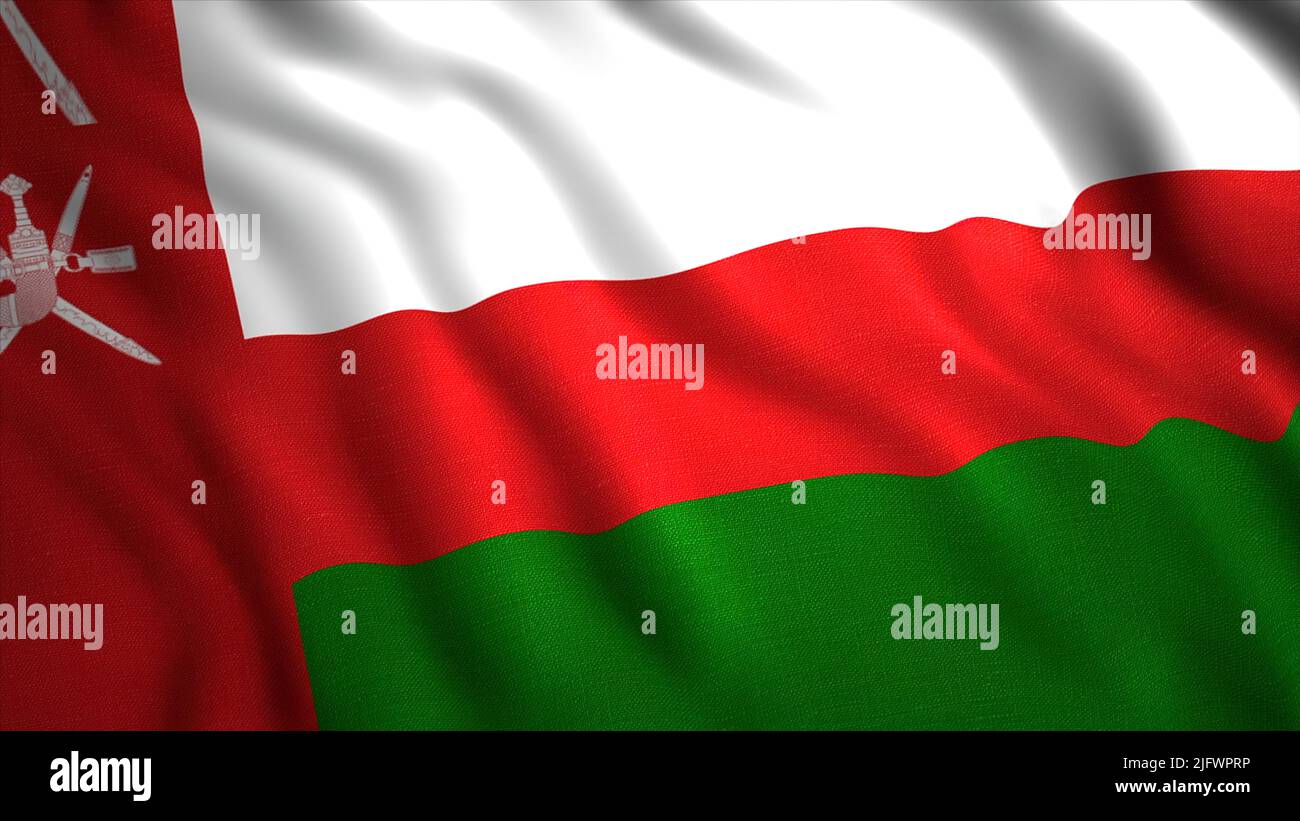 Drapeau du Sultan d'Oman.Motion.il se compose de trois bandes ...