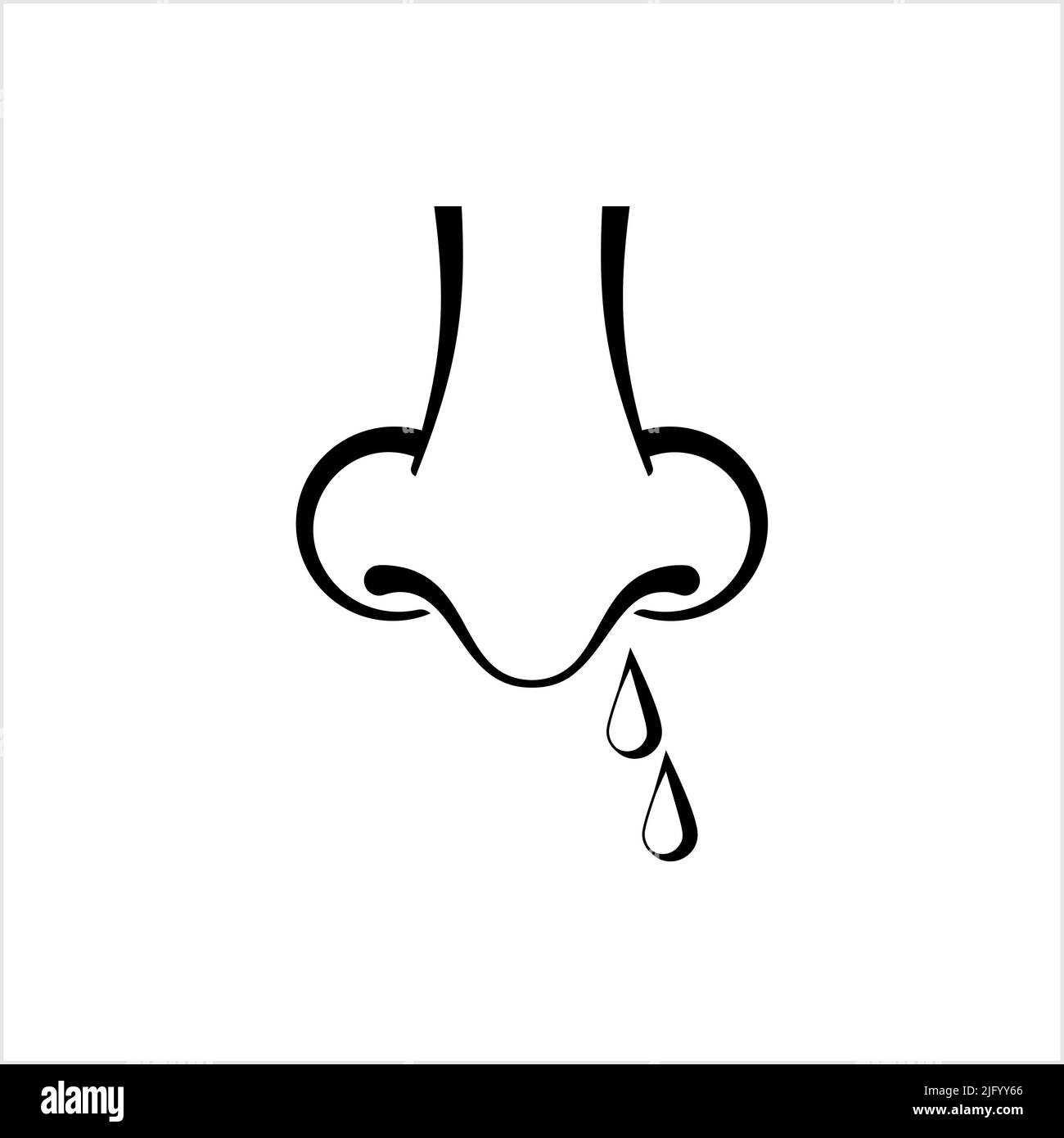 Icône nez liquide, goutte de mucus nasal décharge de la narine illustration de l'art vectoriel ...