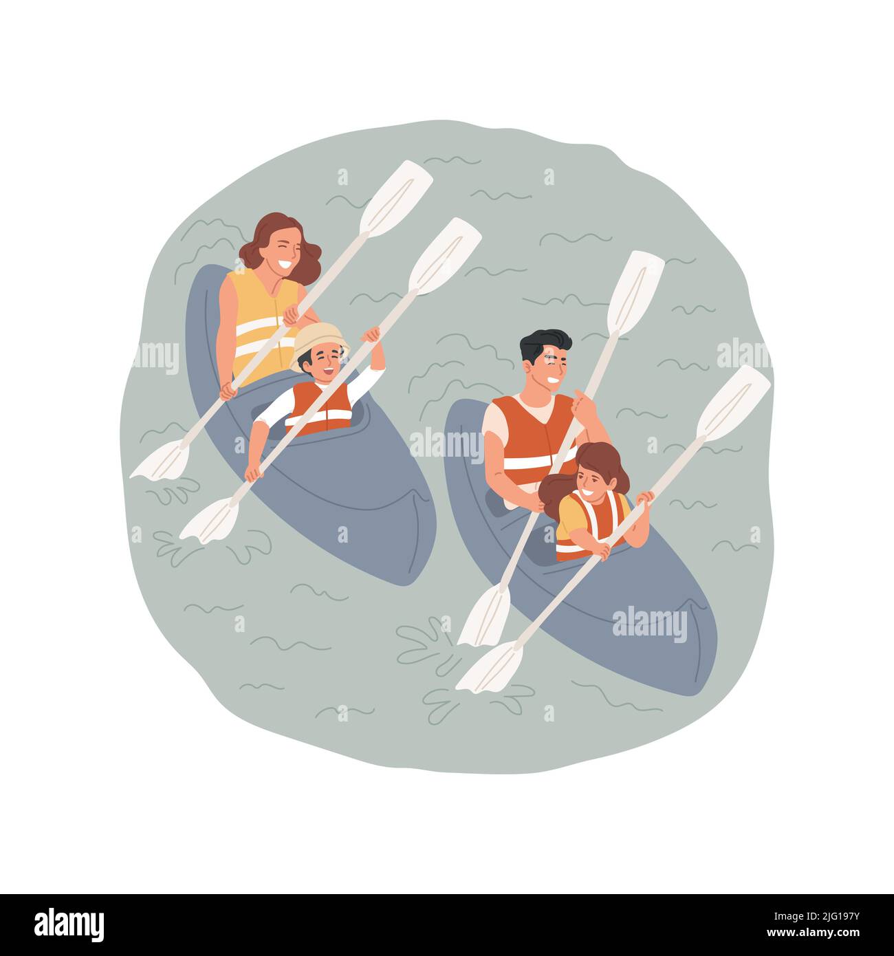 Kayak illustration vectorielle isolée. Père et mère assis dans deux ...