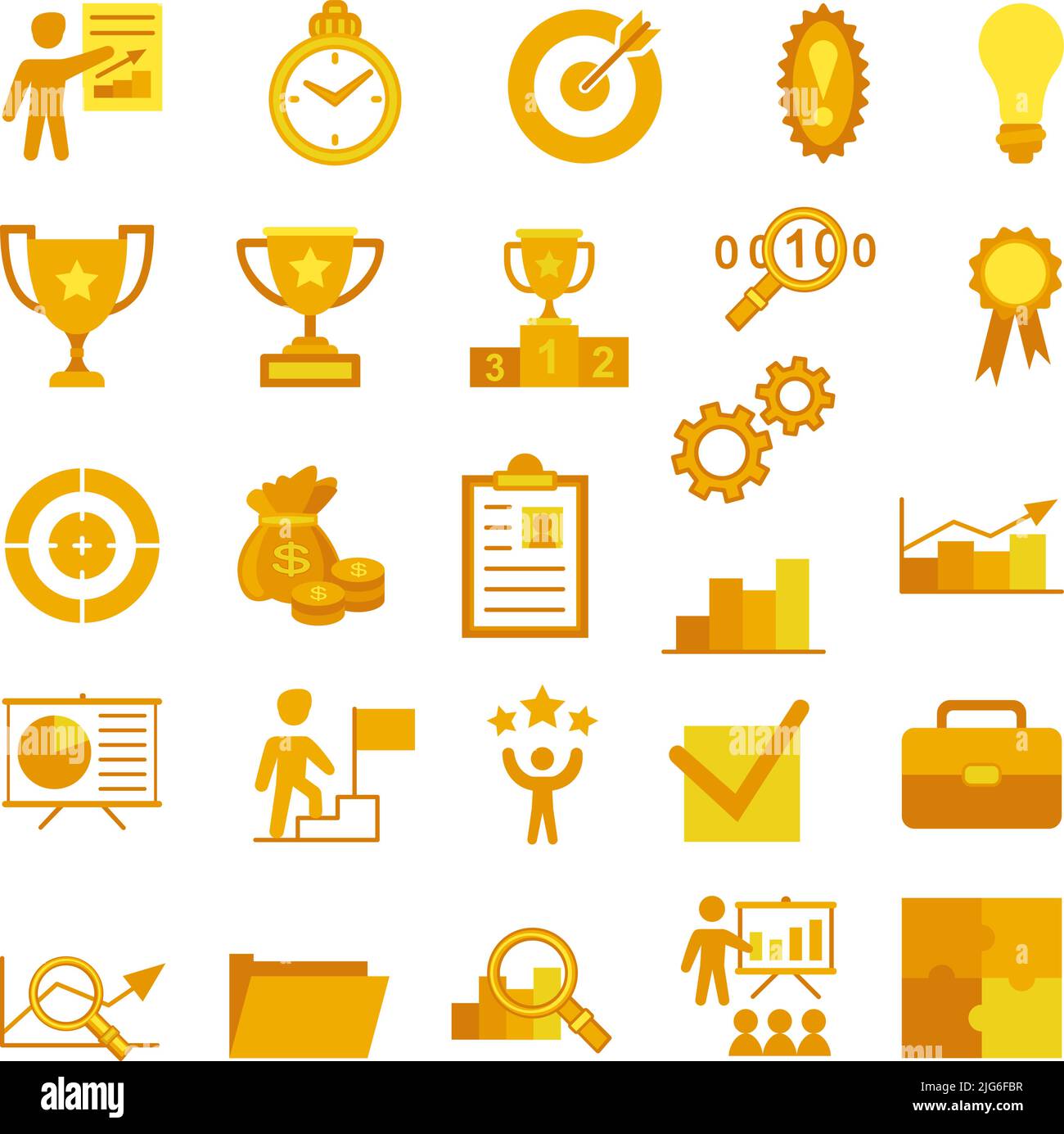 26 éléments d'icône représentant une réussite professionnelle à plat ...