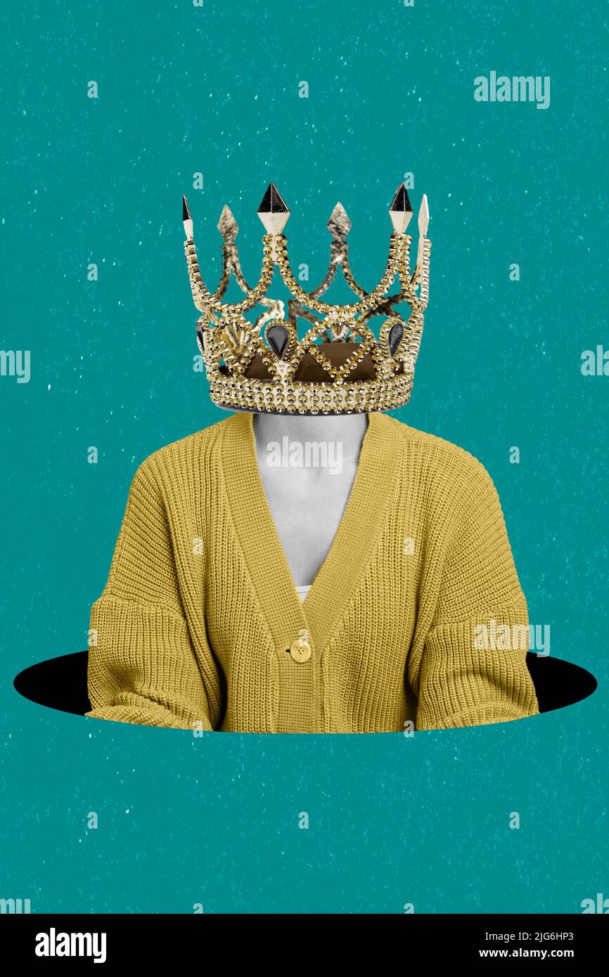 Image de collage de la personne noir blanc effet couronne dorée au lieu ...