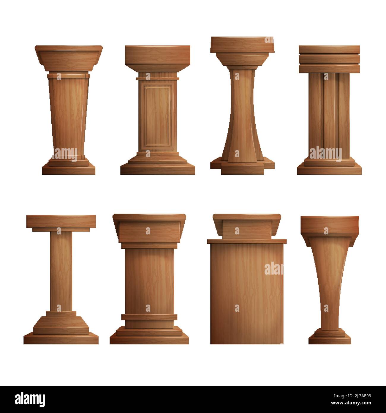 Collection réaliste de différentes formes de tribunes en bois et de ...