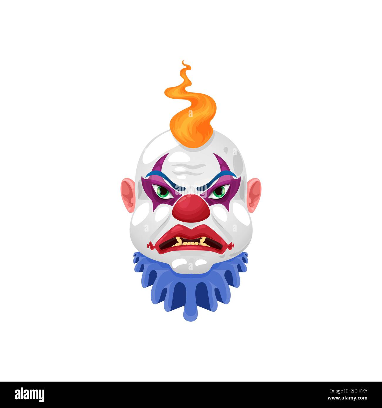 Masque de funster de visage clown isolé effrayant avec maquillage ...