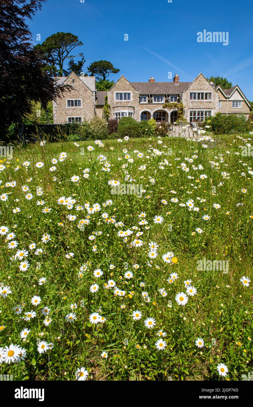 Vue depuis Bosloe House, manoir de style art et artisanal près de ...