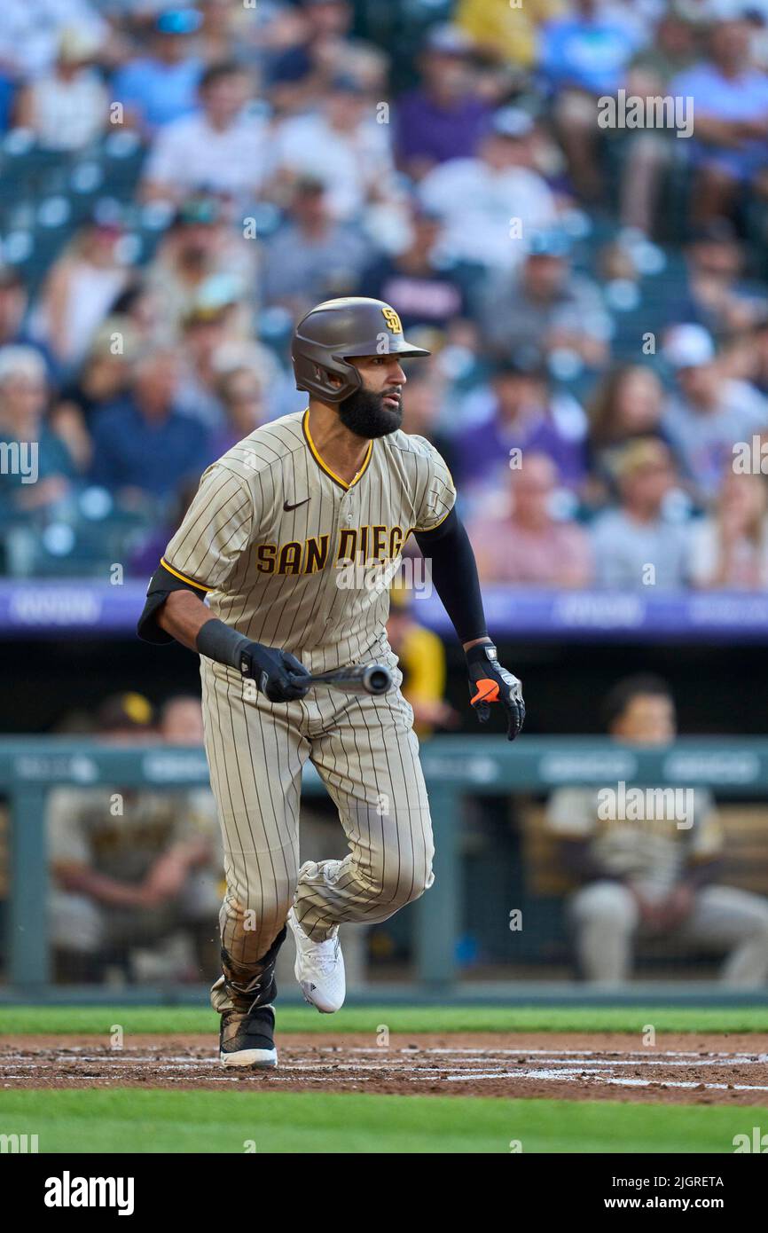 11 juillet 2022: Le bon joueur de San Diego, Nomar Mazara (16), a été ...