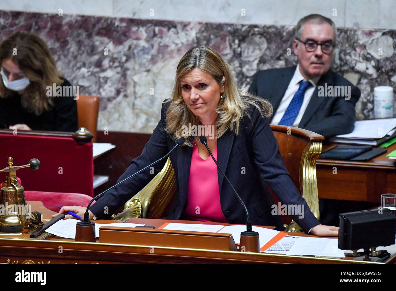Le Président De Lassemblée Nationale Française Yael Braun Pivet Lors
