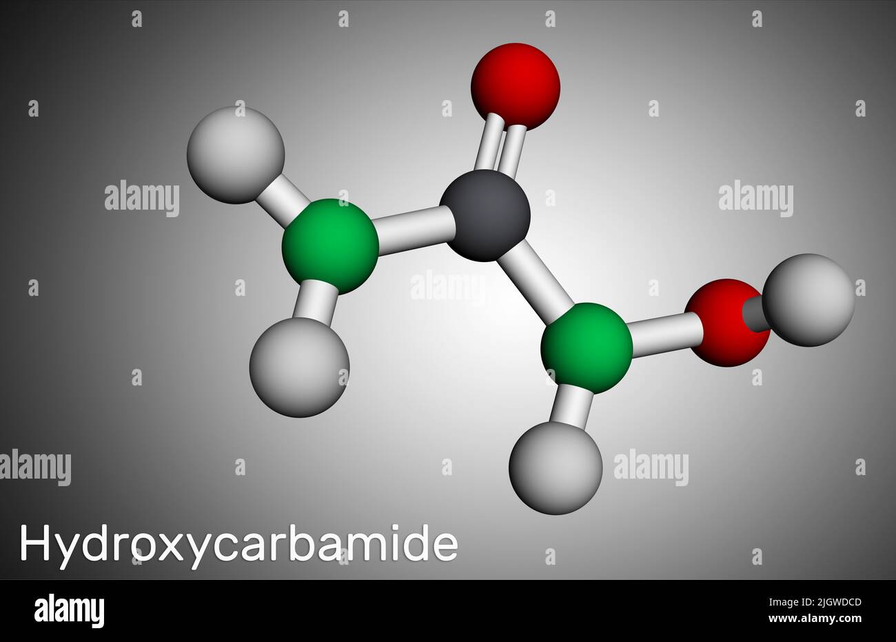 Hydroxycarbamide, molécule d'hydroxyurée. Il s'agit d'un antimétabolite ...