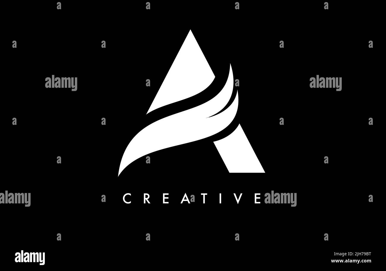 Lettre A logo Icon avec logo Swoosh et illustration Creative Cut Curved ...