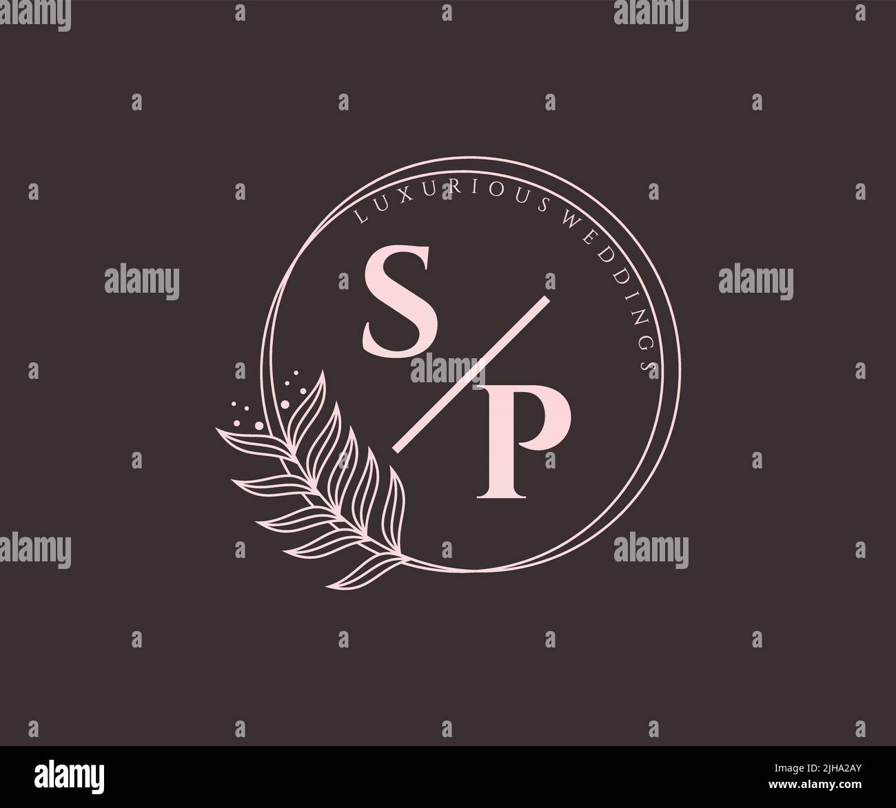 SP initiales lettre mariage monogramme logos modèle, dessin à la main ...