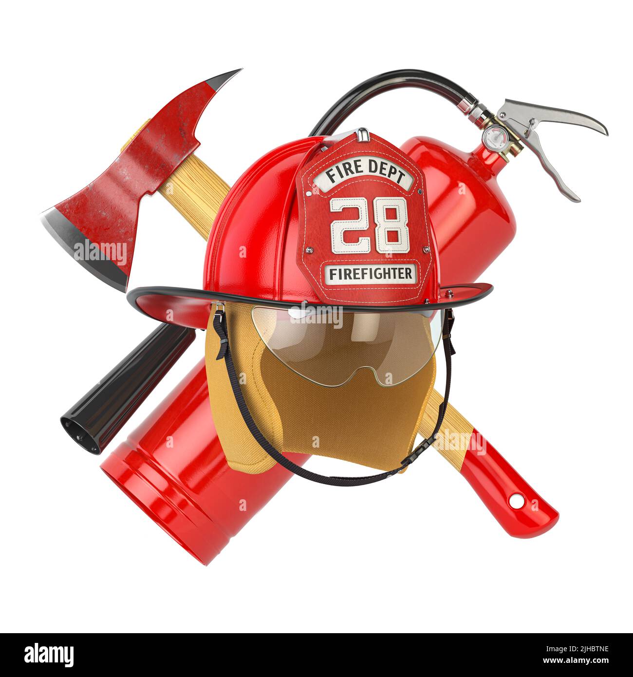 Emblème du déprement d'incendie. Badge de pompier sur un casque avec ...