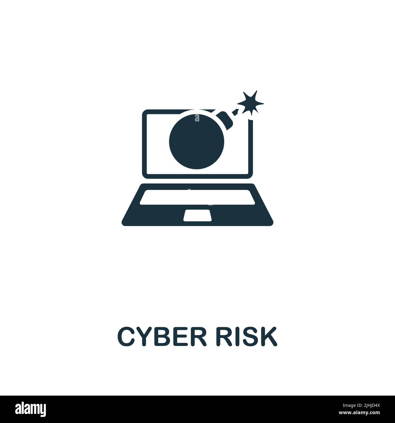 Icône risque cybernétique. Icône monochrome de cybercriminalité simple ...