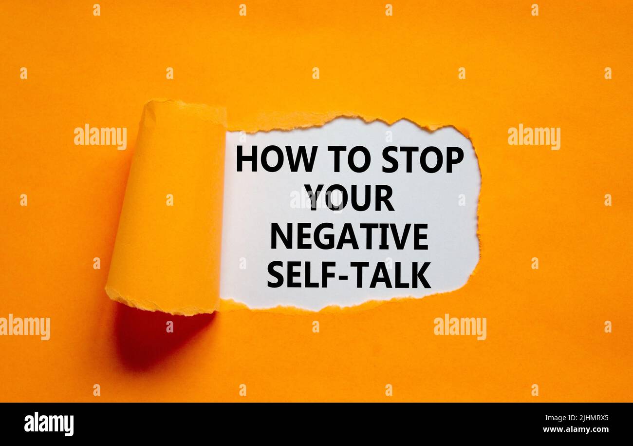 Arrêter le symbole d'auto-conversation négatif. Mots de concept Comment ...