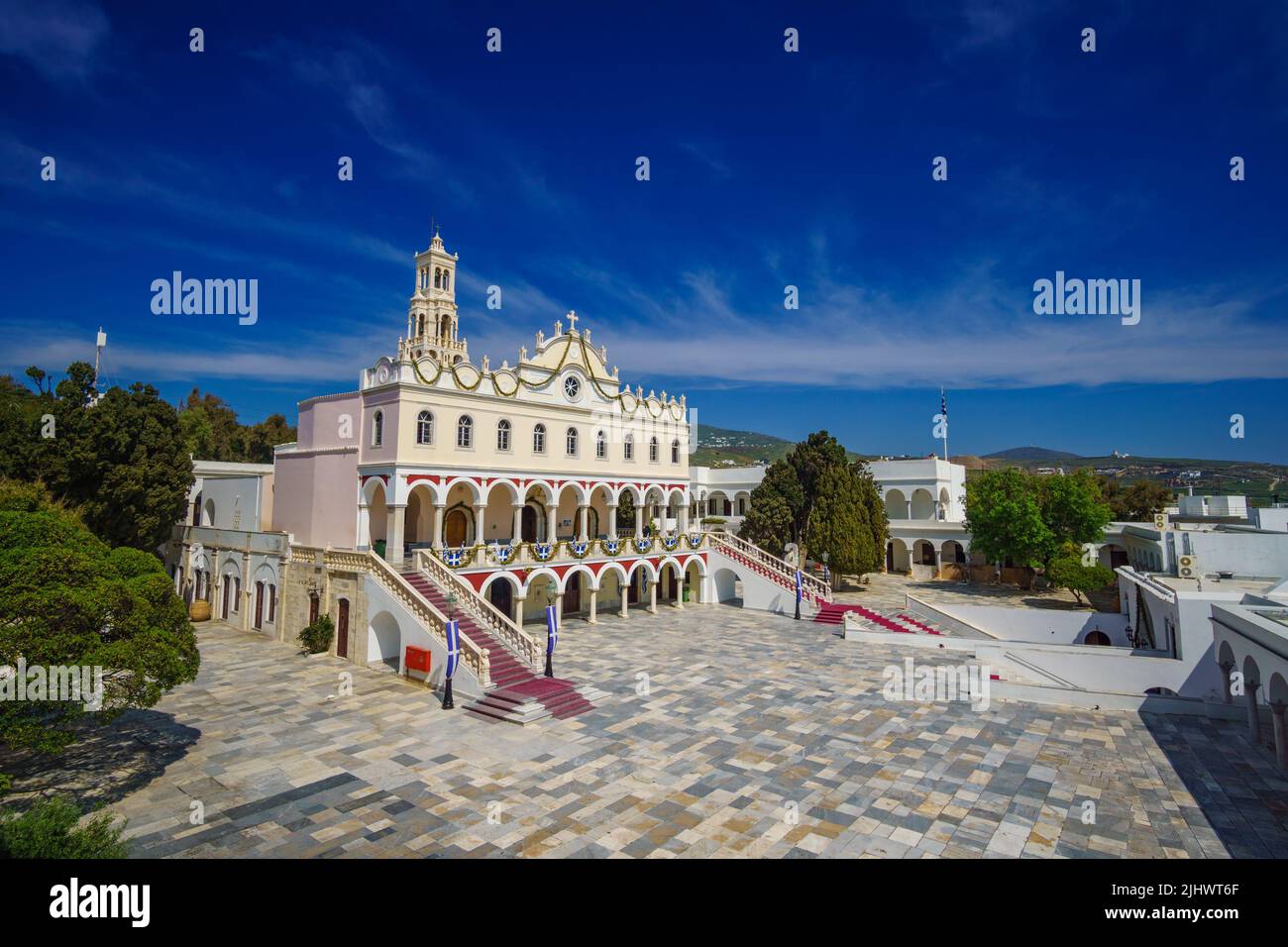 Vue extérieure de l'église de la cathédrale Panagia Megalochari (Vierge Marie) sur l'île de ...