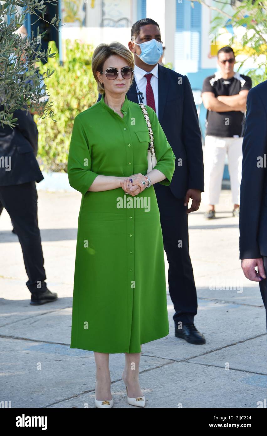 Tunisie. 25th juillet 2022. Le président tunisien Kais Saied s'exprime ...