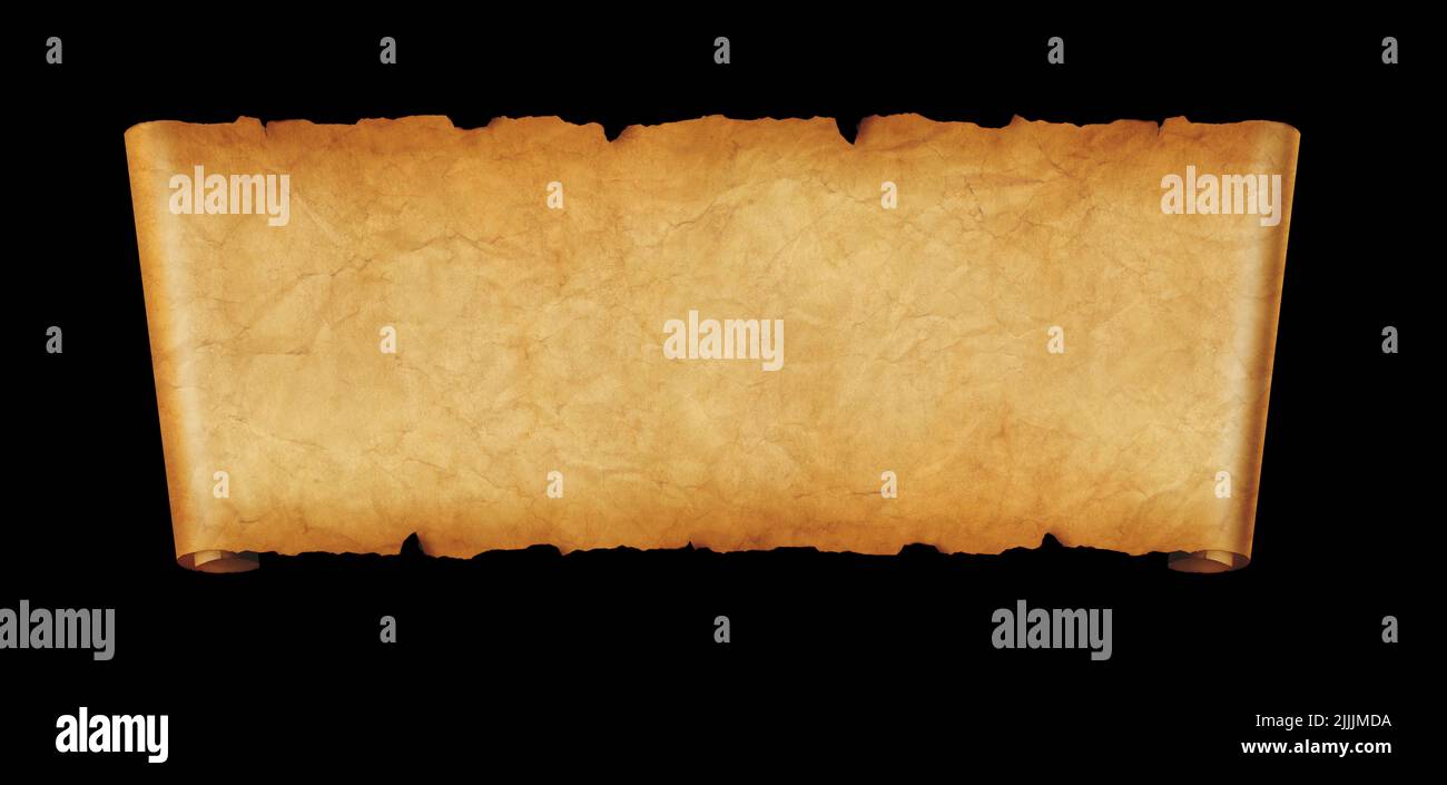 Ancienne banderole horizontale papier.Rouleau parchemin isolé sur fond ...