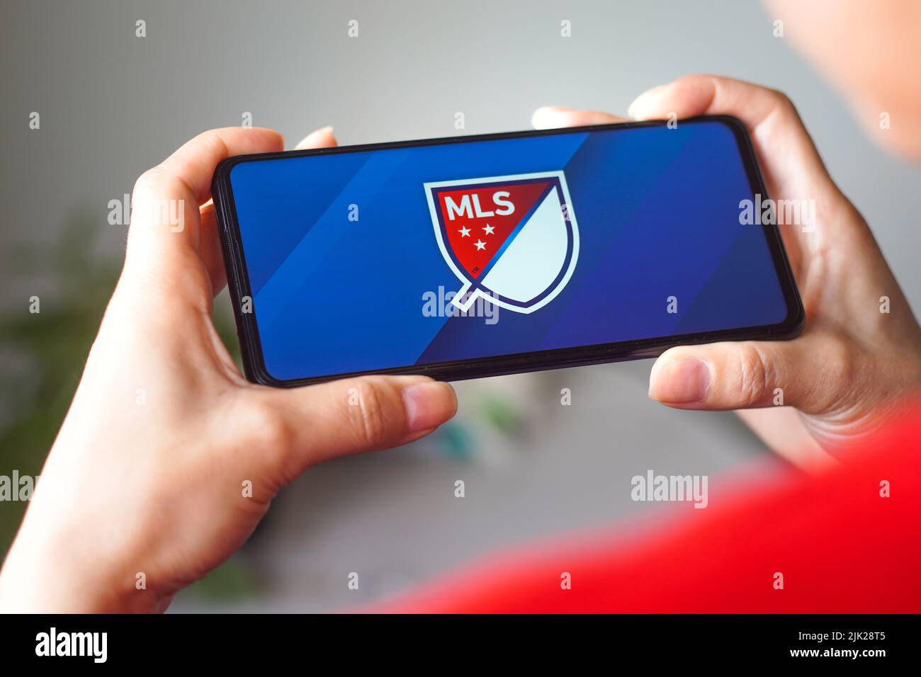 Sur cette photo, le logo Major League Soccer (MLS) s'affiche sur l ...