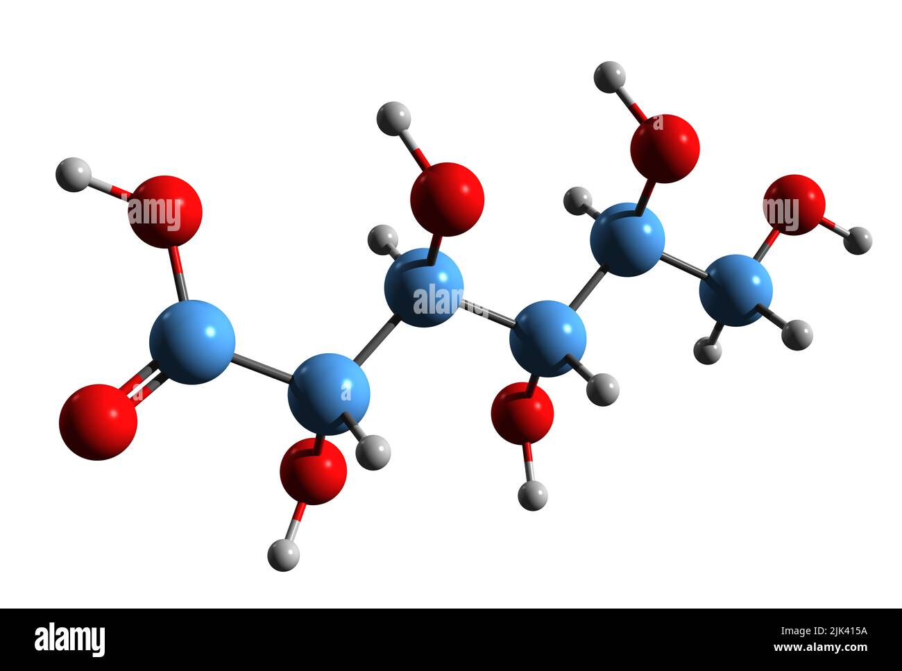 3D image de la formule squelettique de l'acide gluconique - structure ...
