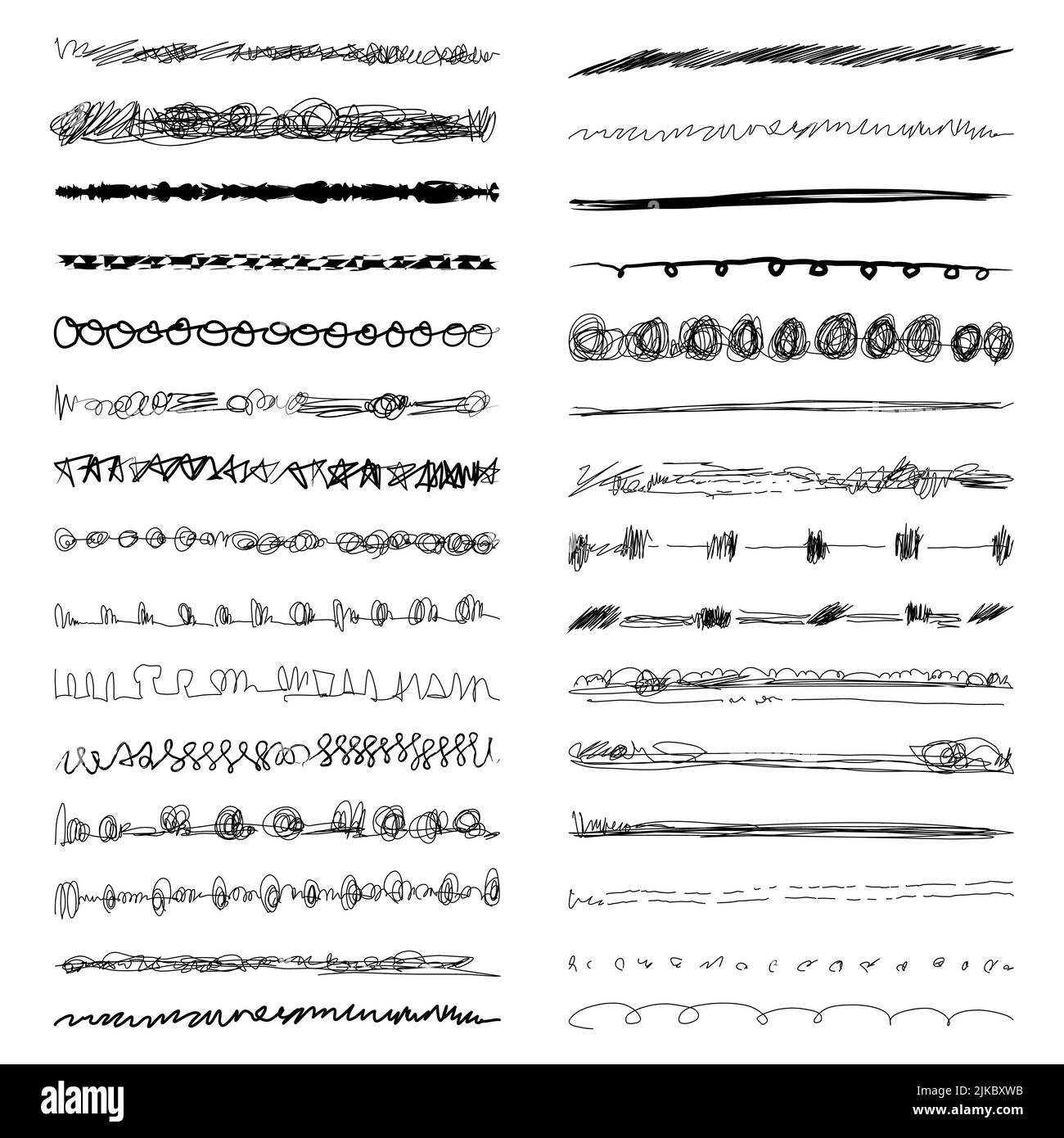 Collection de lignes FreeHand, traits de pinceau, traits de pinceau ...