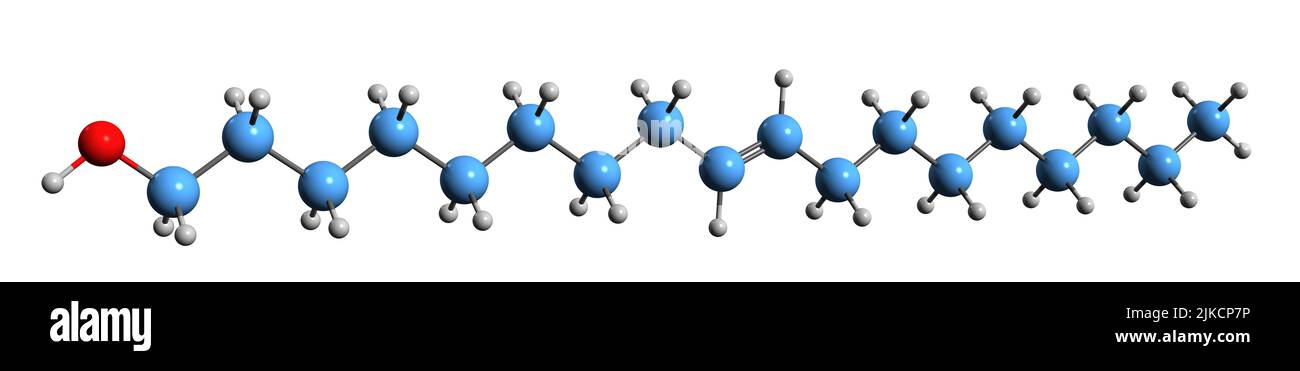 3D image de la formule squelettique de l'alcool oléilique - structure ...