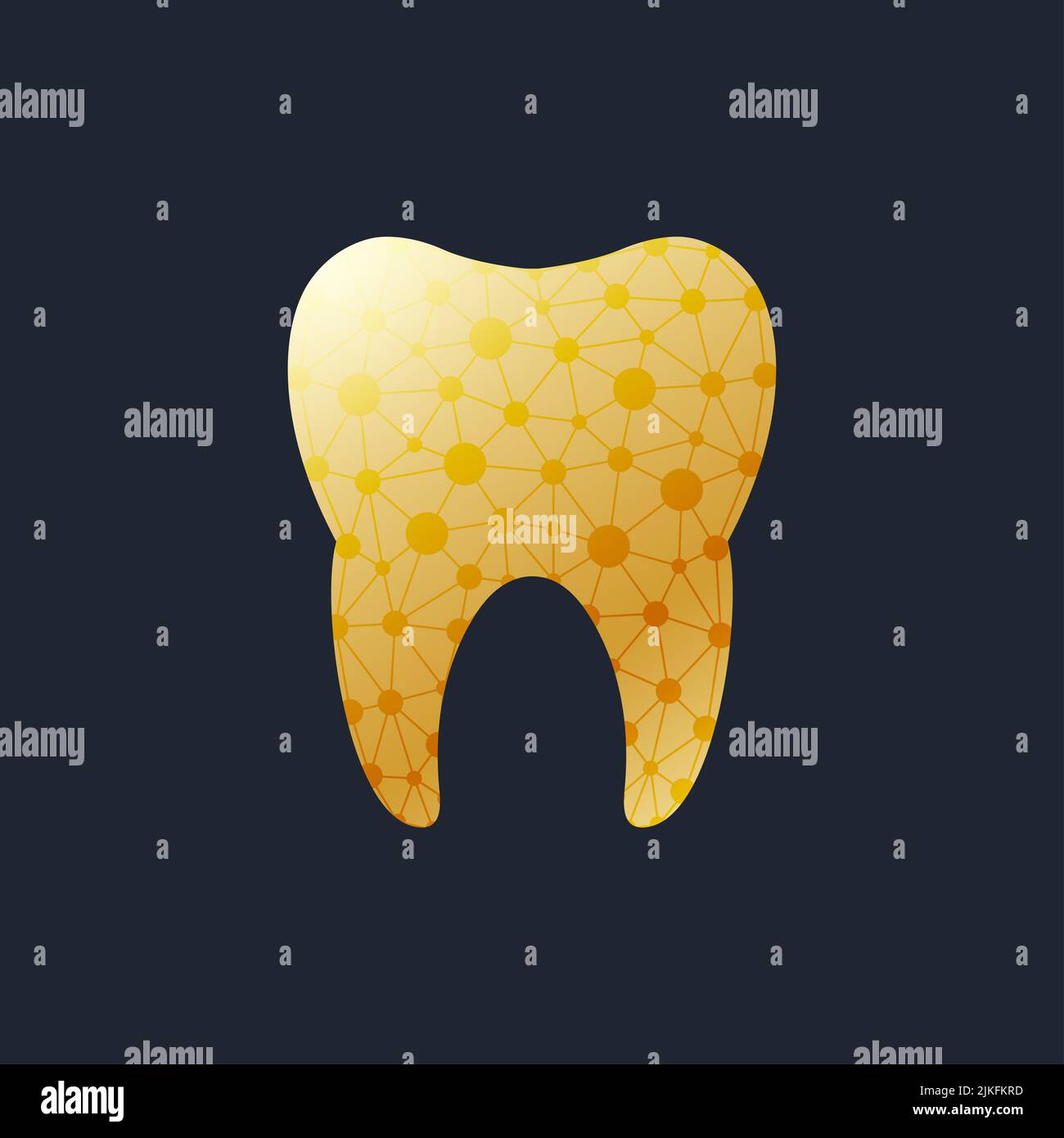 Illustration du logo de la dent isolée dorée de conception médicale ...