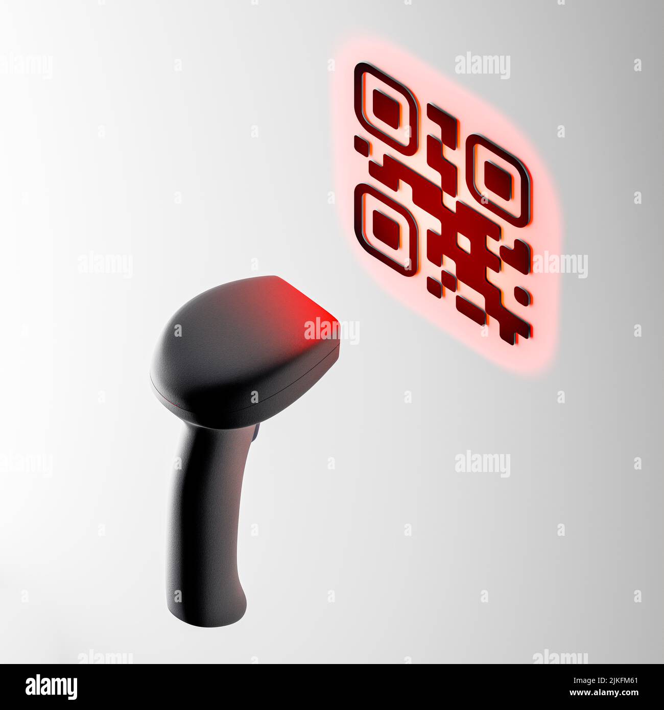 Lecture de code qr avec un scanner - rendu 3D isolé sur blanc Photo ...