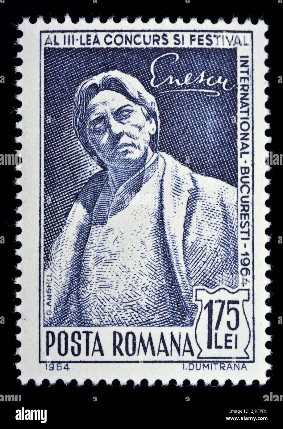 Timbre-poste roumain (1964) : troisième Festival international George ...