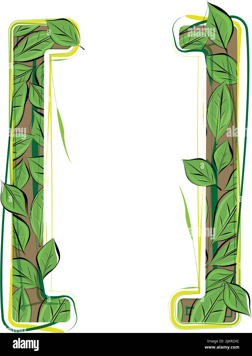 Symbole de parenthèse de feuille verte esquisse du vecteur de dessin ...