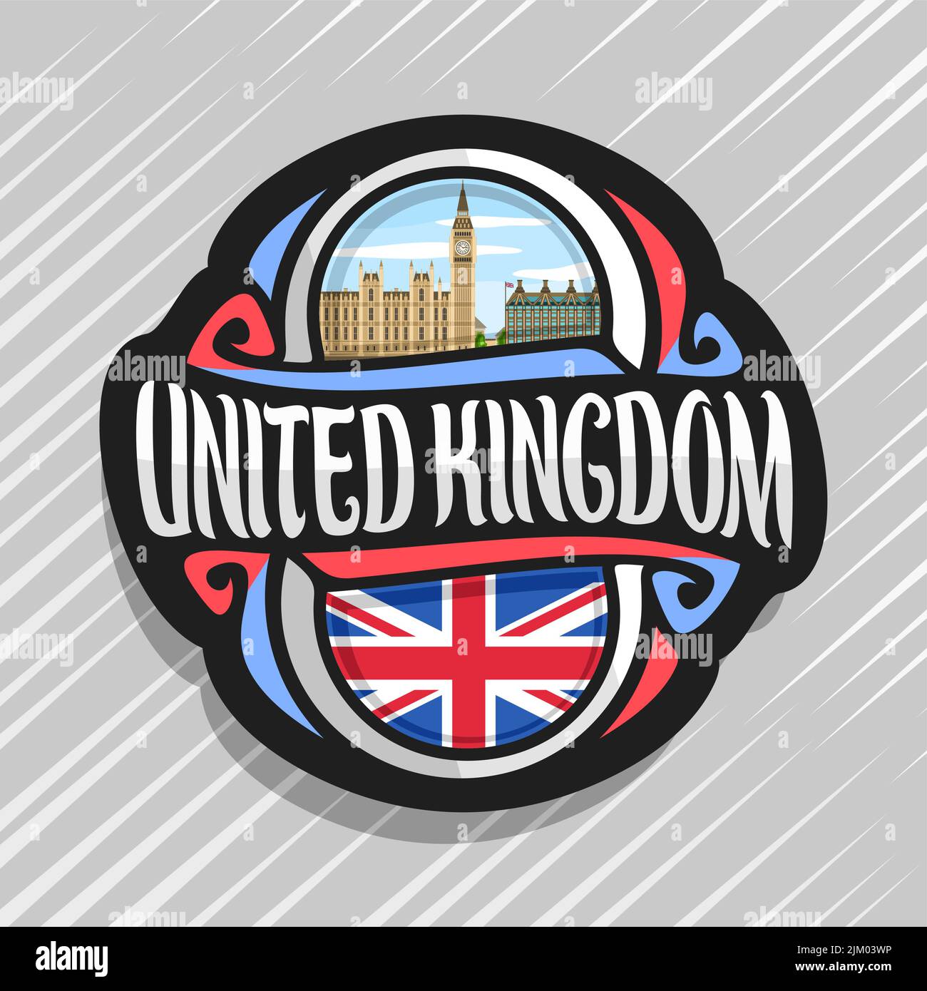Logo Vector pour United Kingdom, aimant frigo avec Union Jack drapeau ...