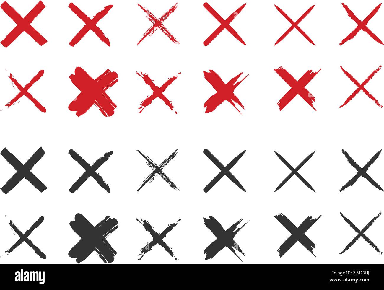 Illustration numérique de différents symboles de croix de refus rouges ...