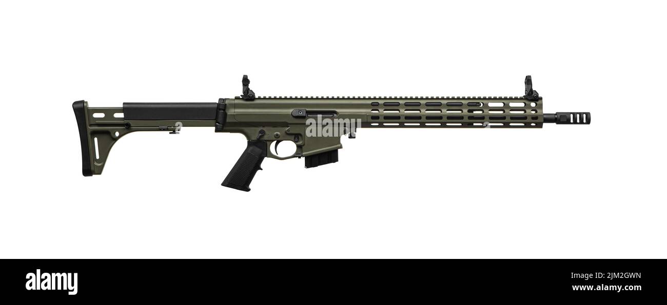 Fusil automatique moderne isolé sur fond blanc. Armes pour la police ...