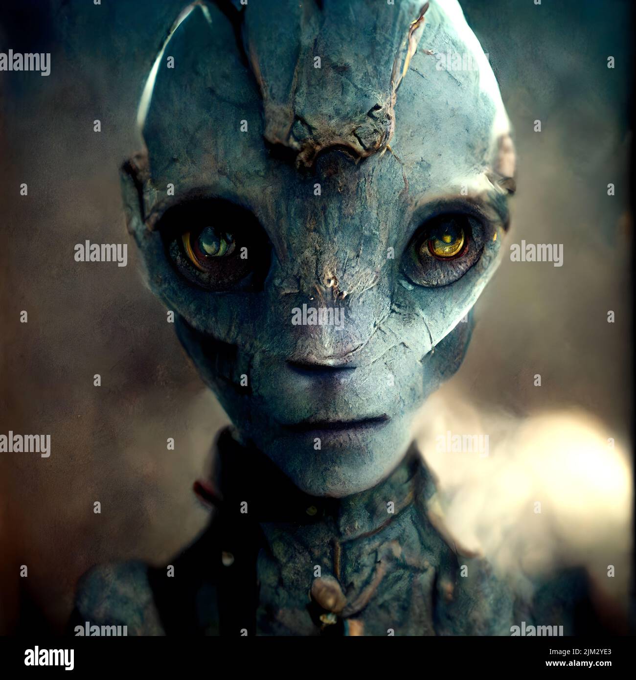 Alien Creature Portrait 3D illustration avec un éclairage spectaculaire ...