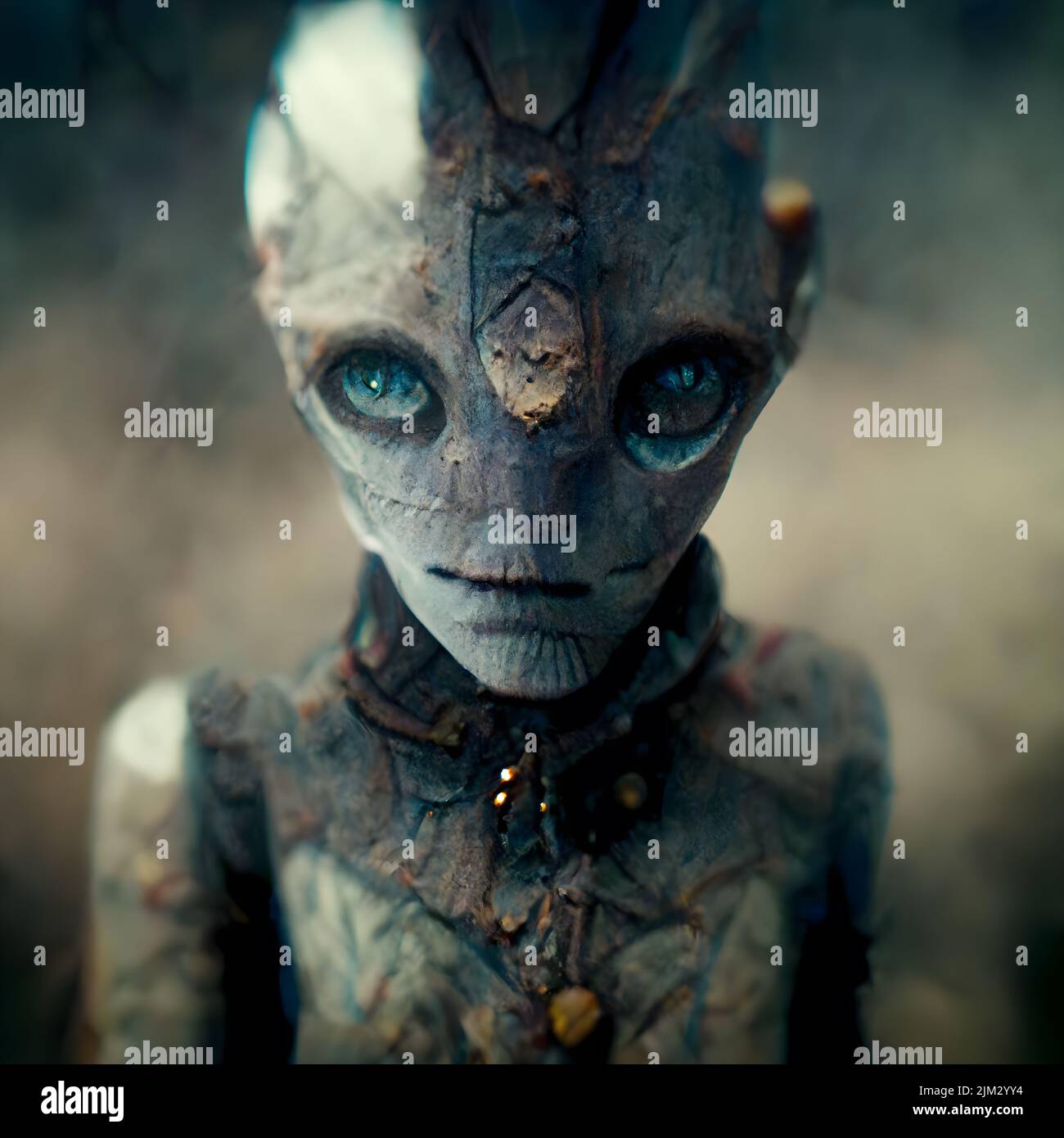 Alien Creature Portrait 3D illustration avec un éclairage spectaculaire ...