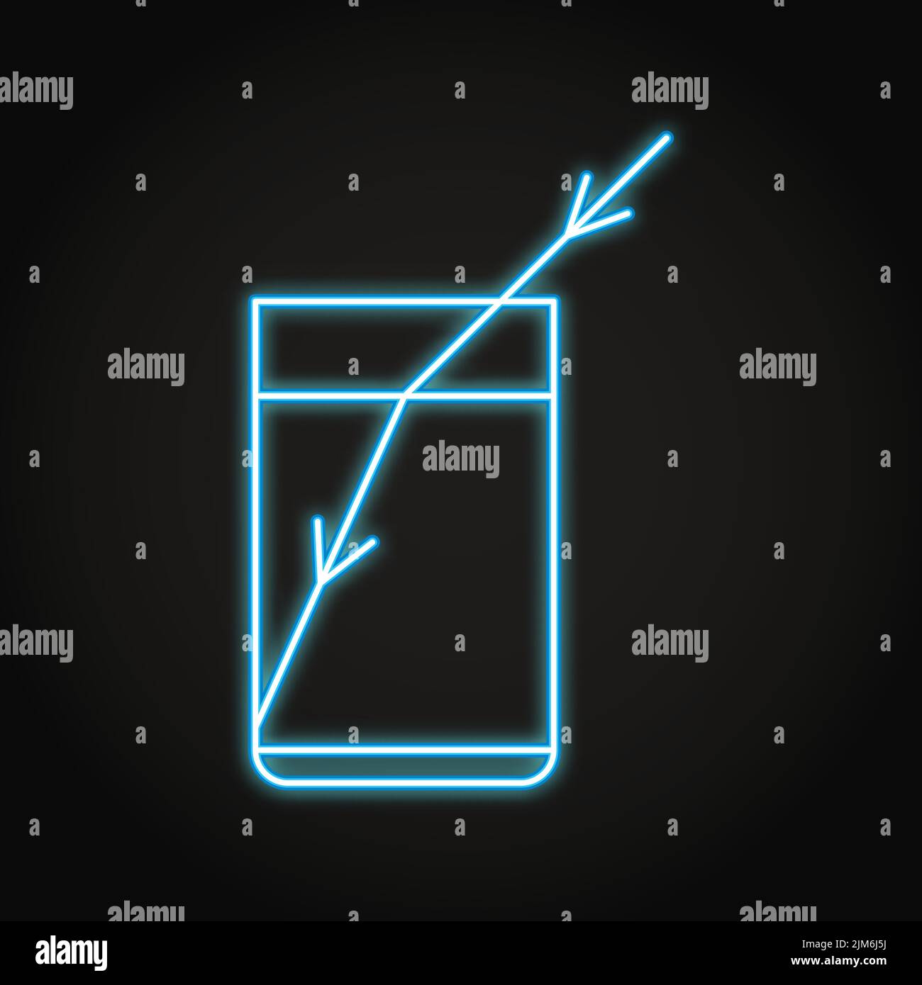 Réfraction de la lumière en verre icône néon en style ligne. Symbole de ...
