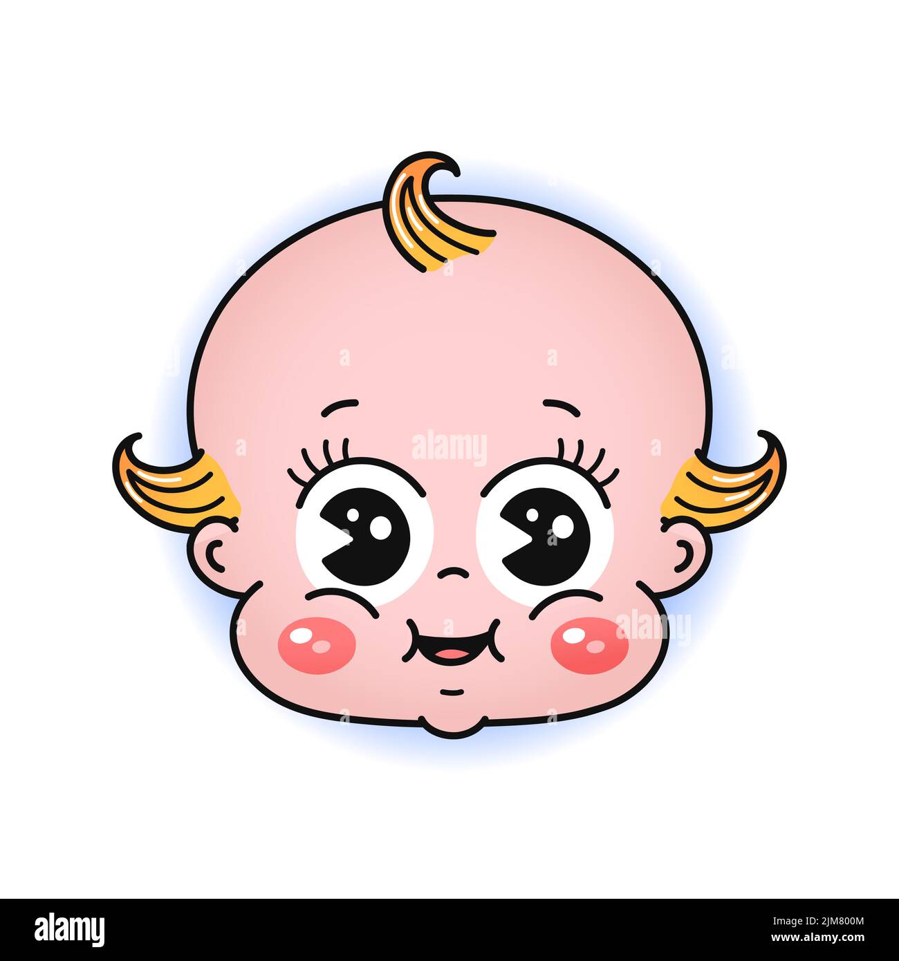 Drôle tête de bébé.Vector ligne Doodle traditionnel dessin animé rétro ...