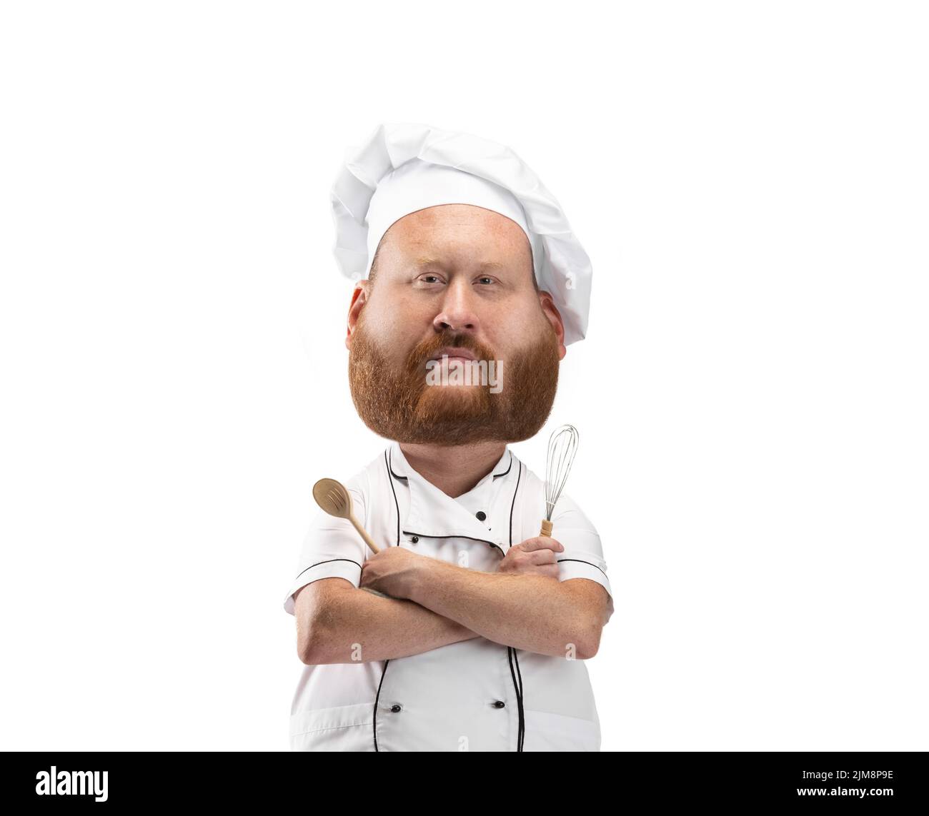 Chef cuisinier. Homme drôle avec un visage caricatural isolé sur fond ...