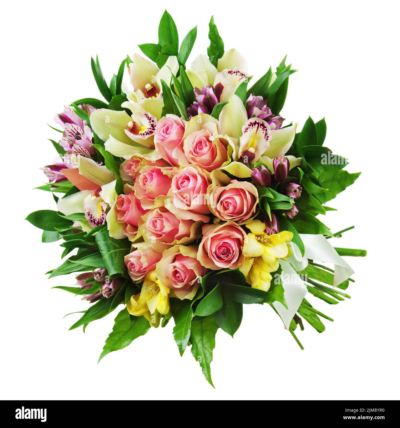 Bouquet white lilies red roses Banque de photographies et d’images à ...