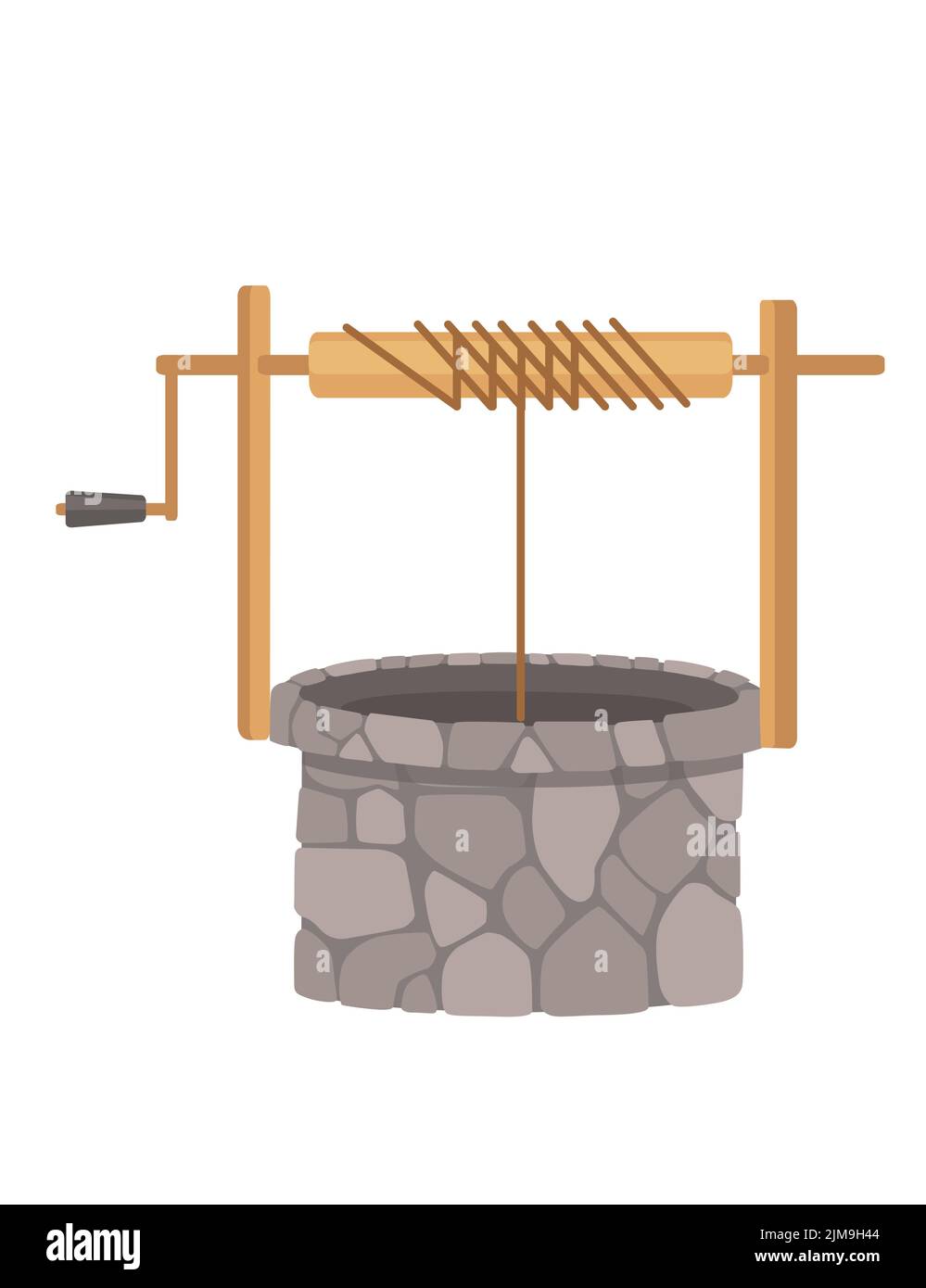 Puits de pierre avec corde médiévale dessin vectoriel illustration ...