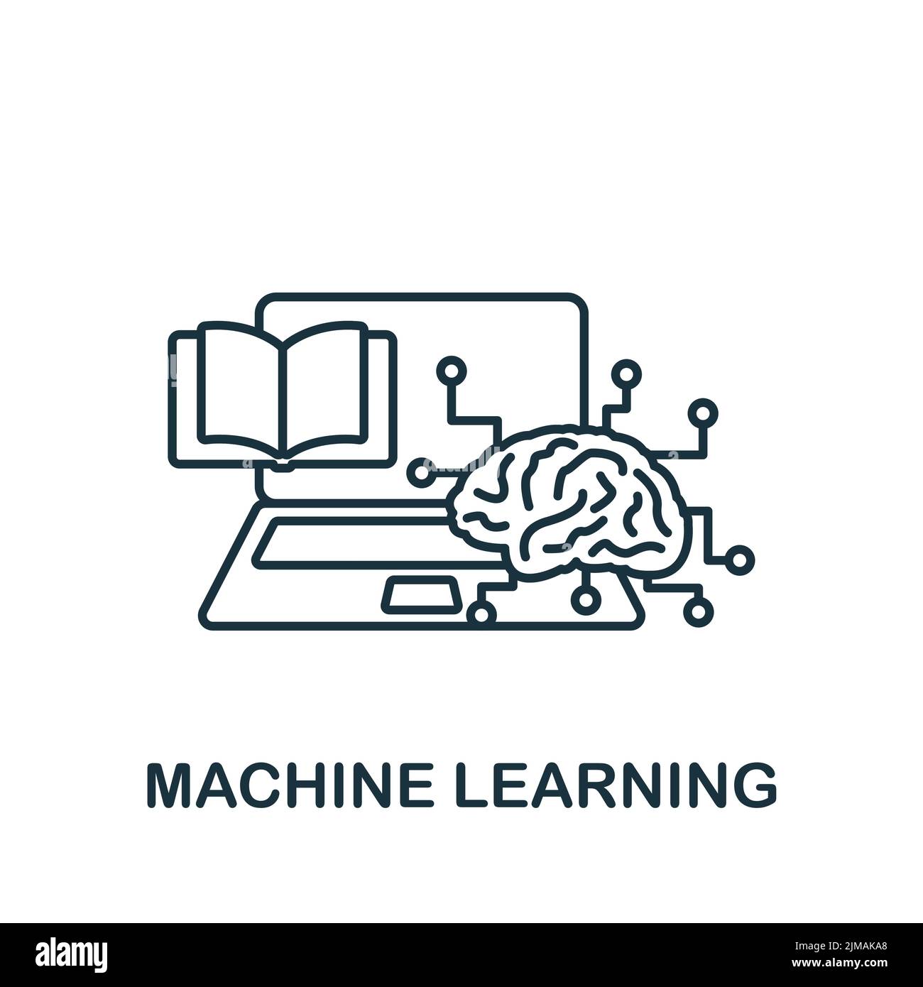 Icône apprentissage machine. Monochrome simple Artificial Intelligence ...