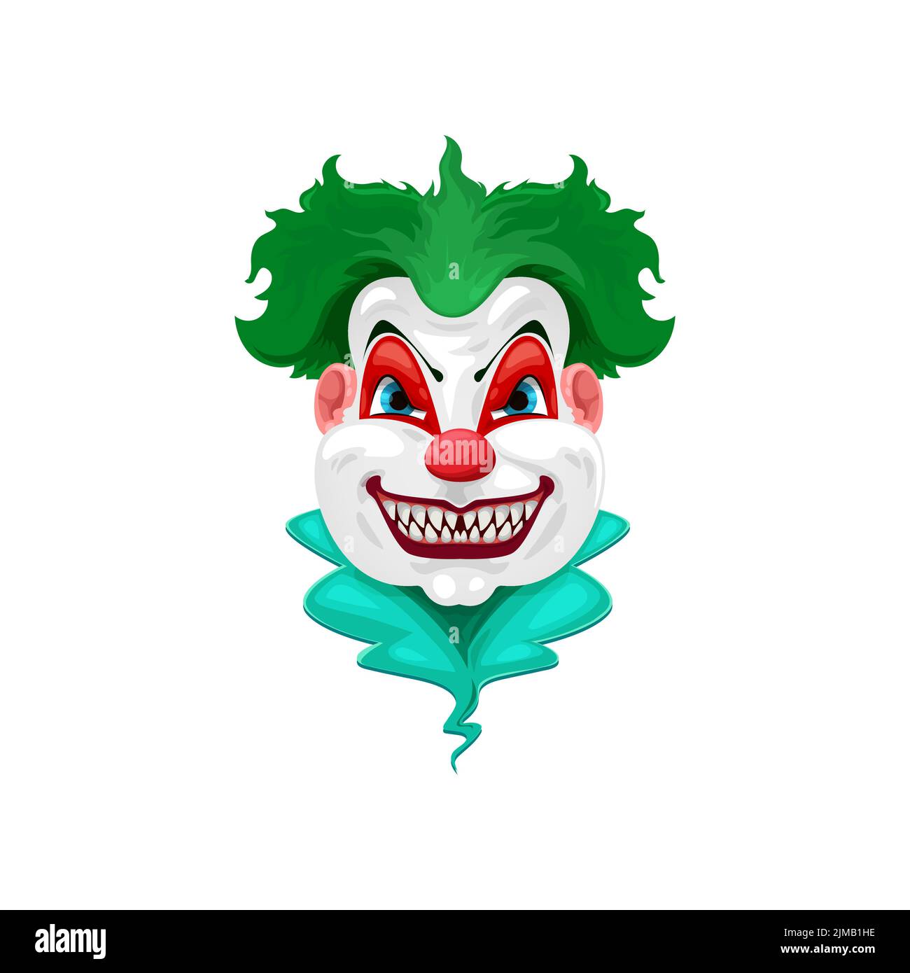 Visage monstre de cirque effrayant avec perruque verte personnage de ...