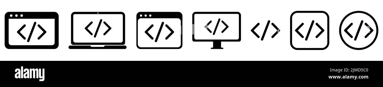 Ensemble d'icônes d'encodage. Illustration vectorielle isolée sur fond ...