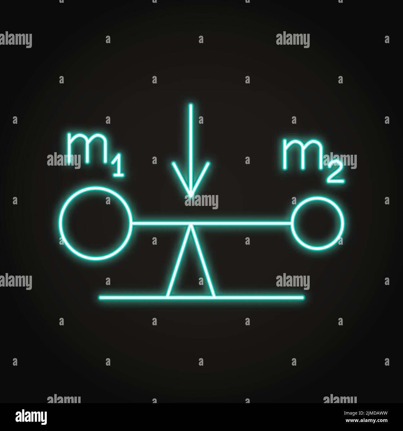 Icône de néon du centre de masse en style de ligne. Symbole de la loi ...