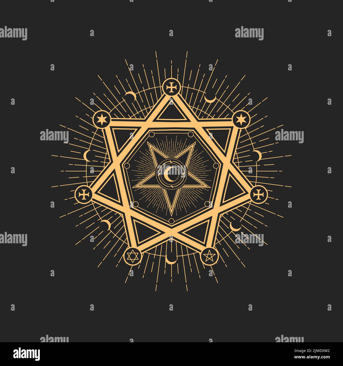 Signe du maçon ésotérique occulte, talisman magique avec des symboles d ...