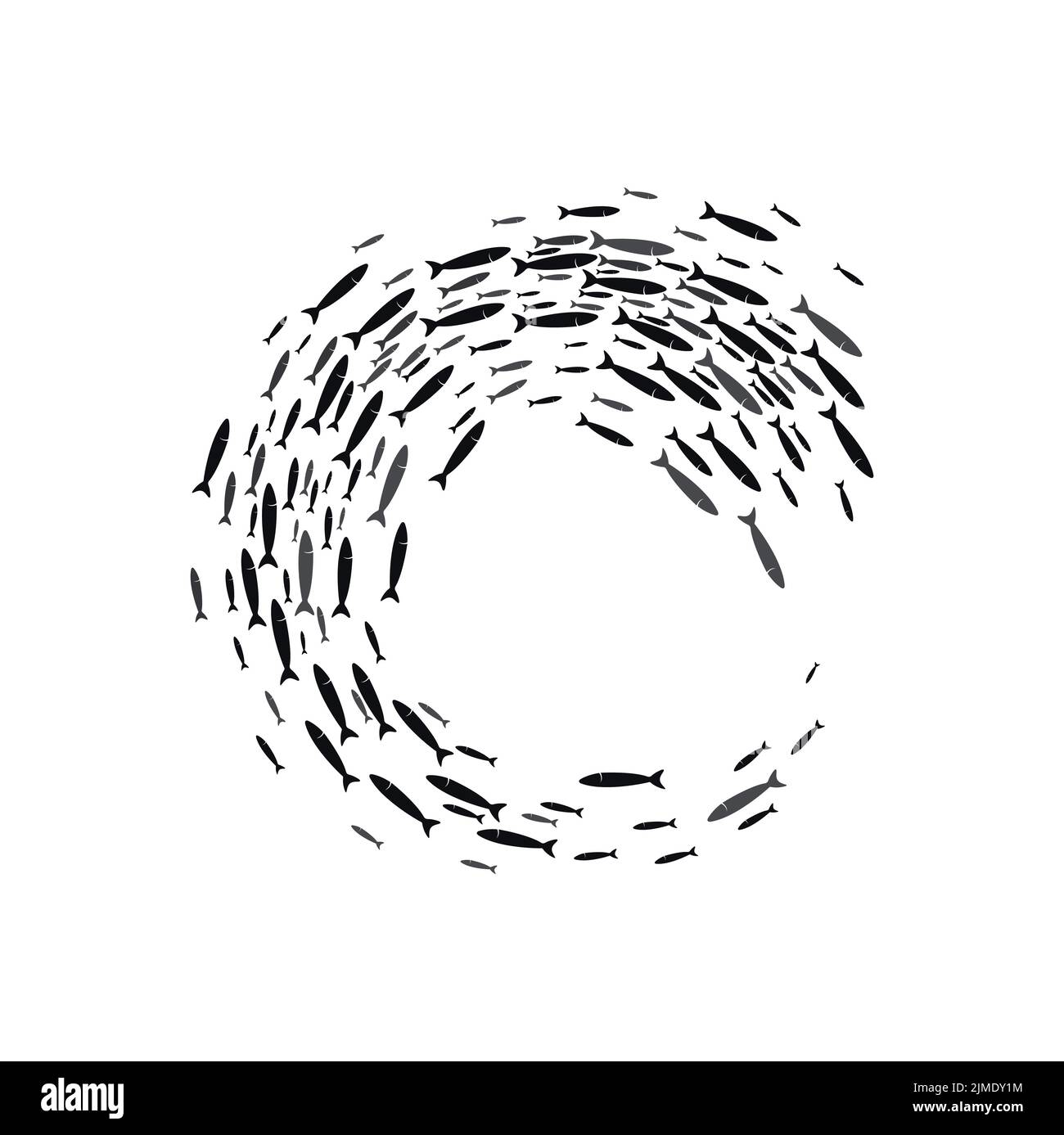 Cadre de la silhouette de poisson de fond, école de poissons nageant ...